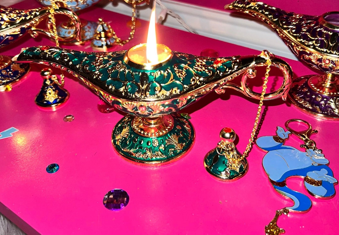 Green Genie Lamp Green Candle Light & Color Therapy Manifestation ...
