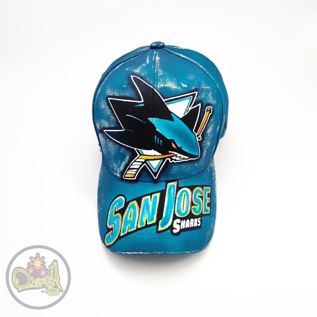San Jose Sharks Cap (special Edition) - Hand Painted Cap Unique in Its ...
