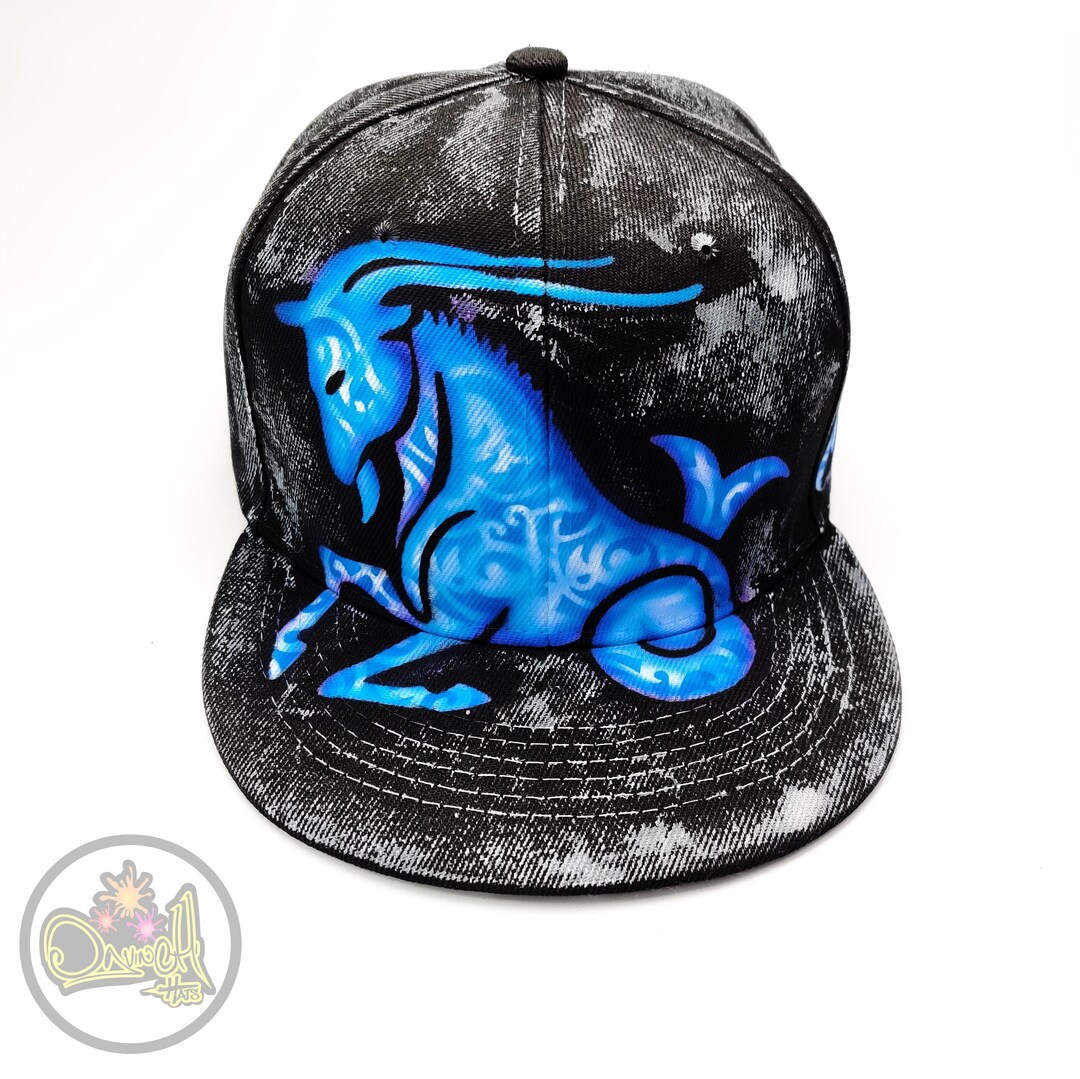 Capricorn Zodiac Sign Hand Painted Cap, Snapback Style - Etsy
