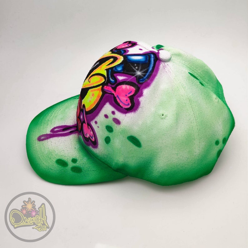 Incredible Hand Painted Comic Skull Hat in Neon Colors - Etsy