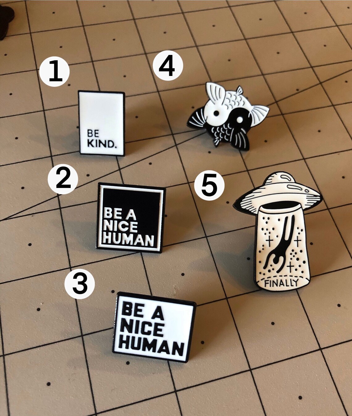 Black and White Enamel Pins - Etsy