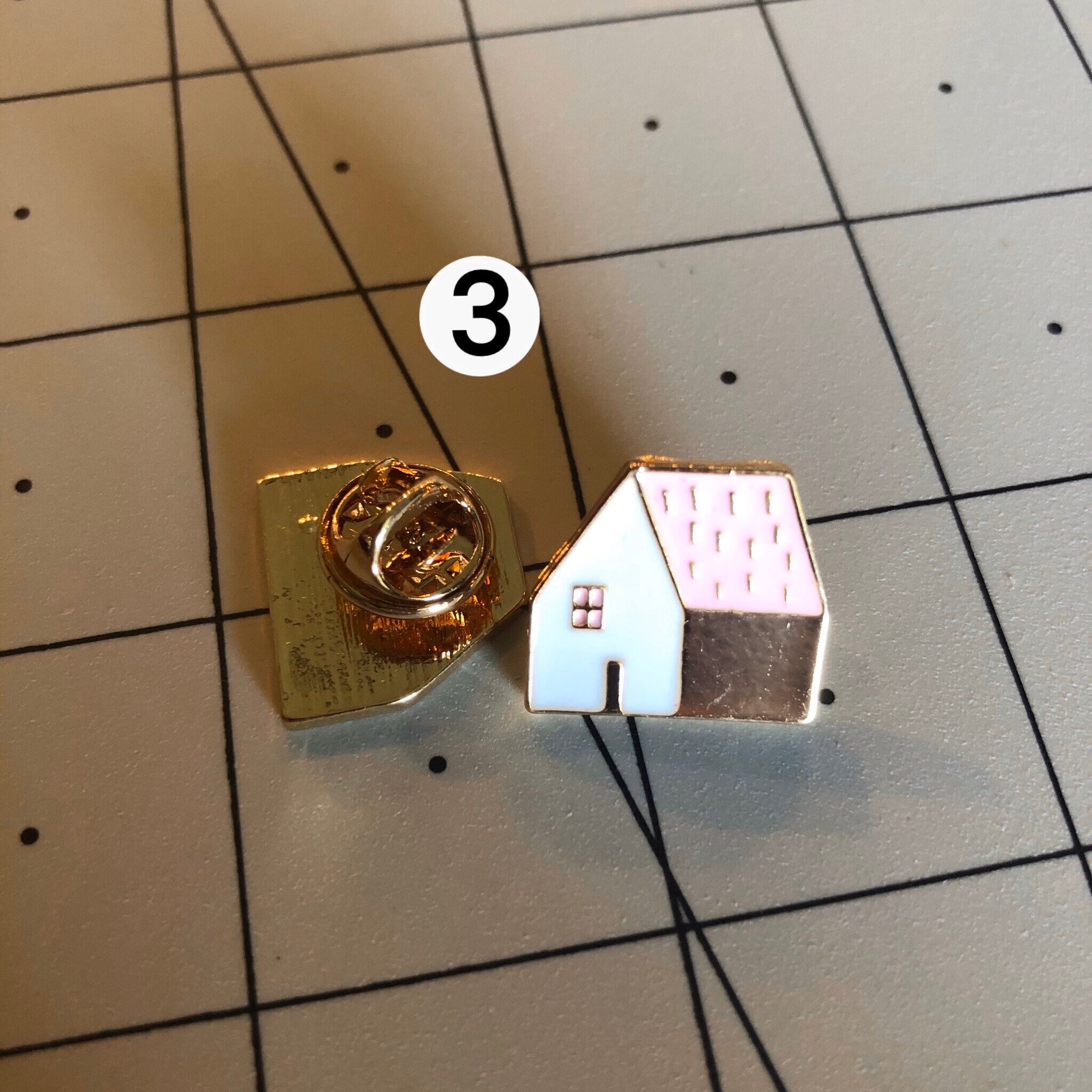 Pink White & Gold Enamel Pins - Etsy