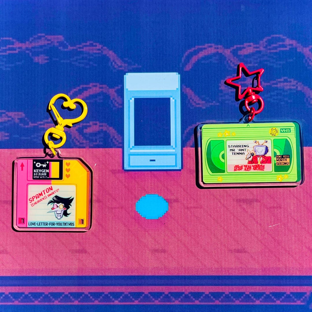 Tenna VHS and Spamton Floppy Disk Acrylic Keychains | Deltarune - Etsy
