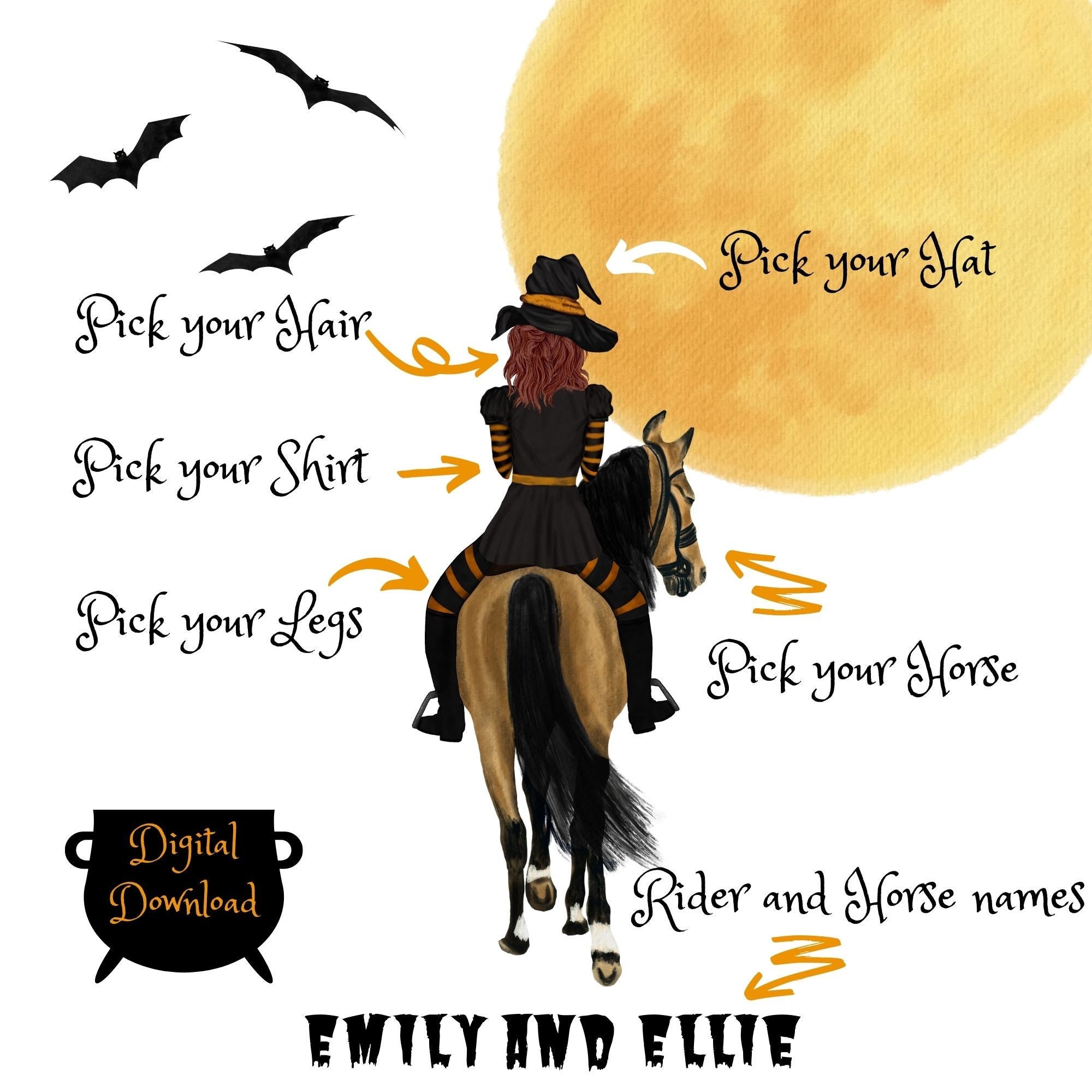 Halloween Horse Printable Personalize Your Horse Watercolor Painting ...