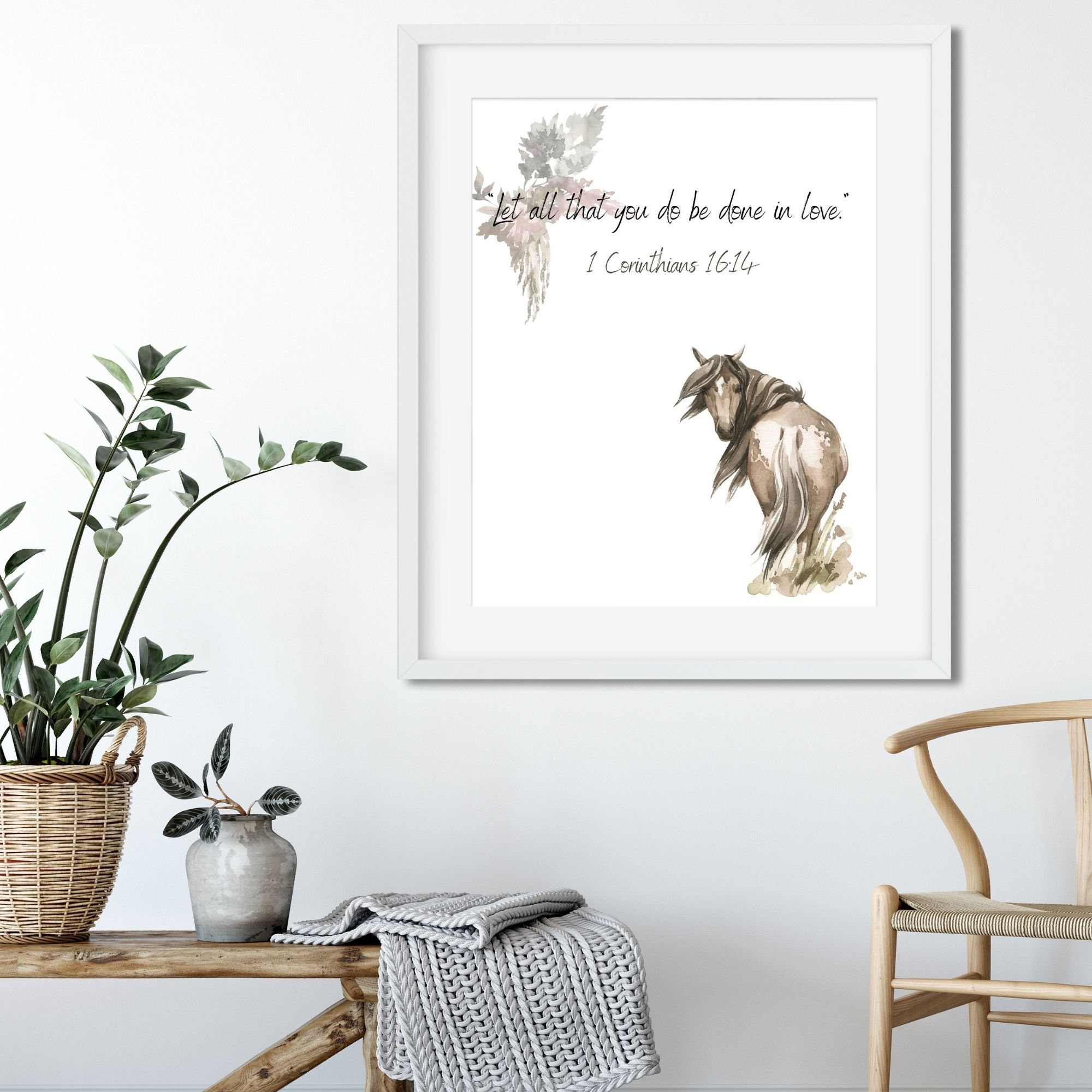 Horse Scripture Printable Bible Verse Digital Download Horse Watercolor ...