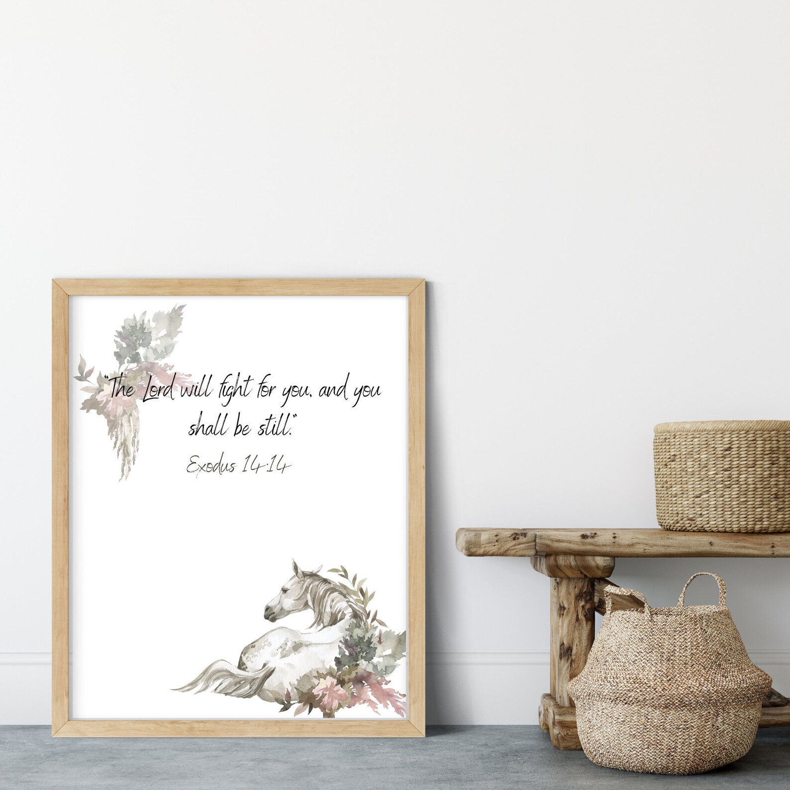 Horse Bible Verse Digital Download Watercolor Horse Christian | Etsy