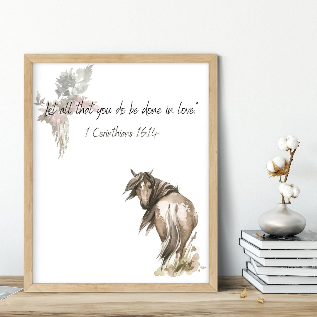 Horse Scripture Printable Bible Verse Digital Download Horse Watercolor ...