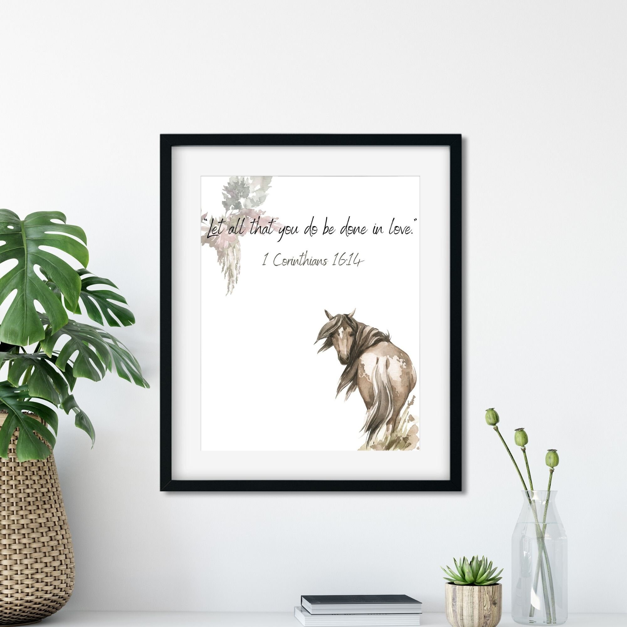 Horse Scripture Printable Bible Verse Digital Download Horse Watercolor ...