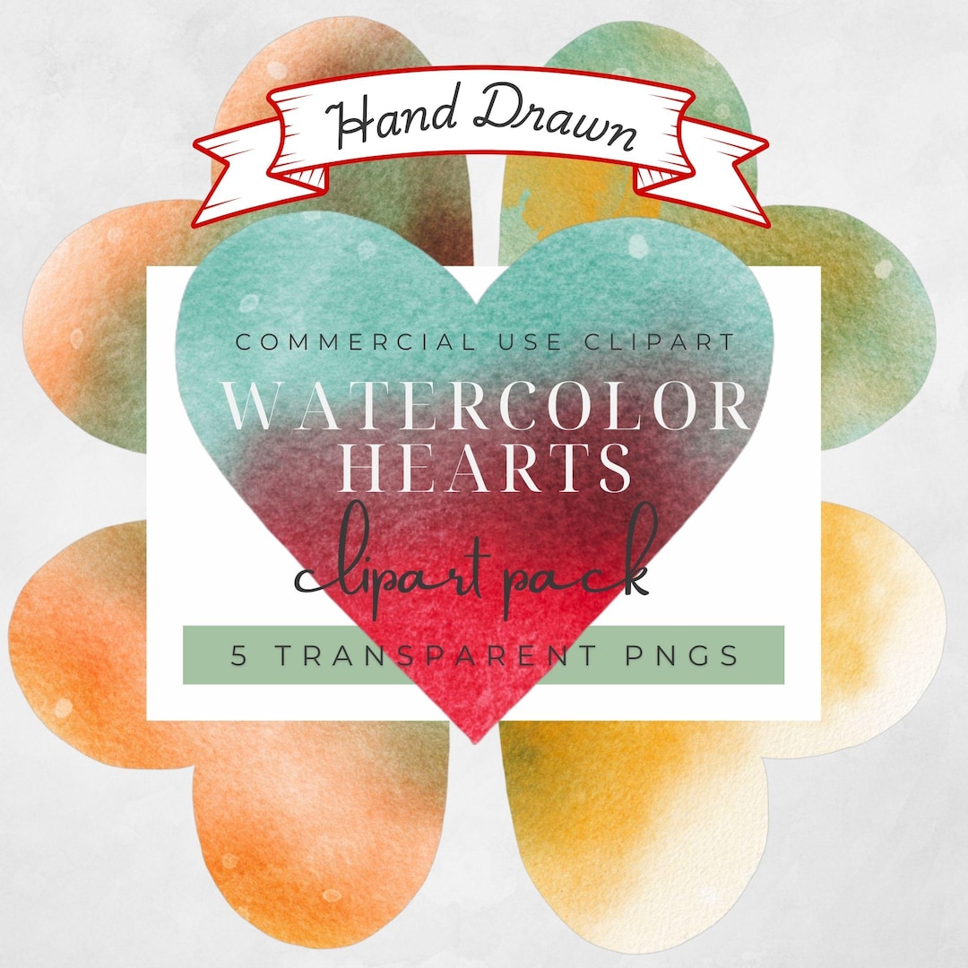 Watercolor Heart PNG Clipart Hand Drawn Heart Collection Valentine's ...