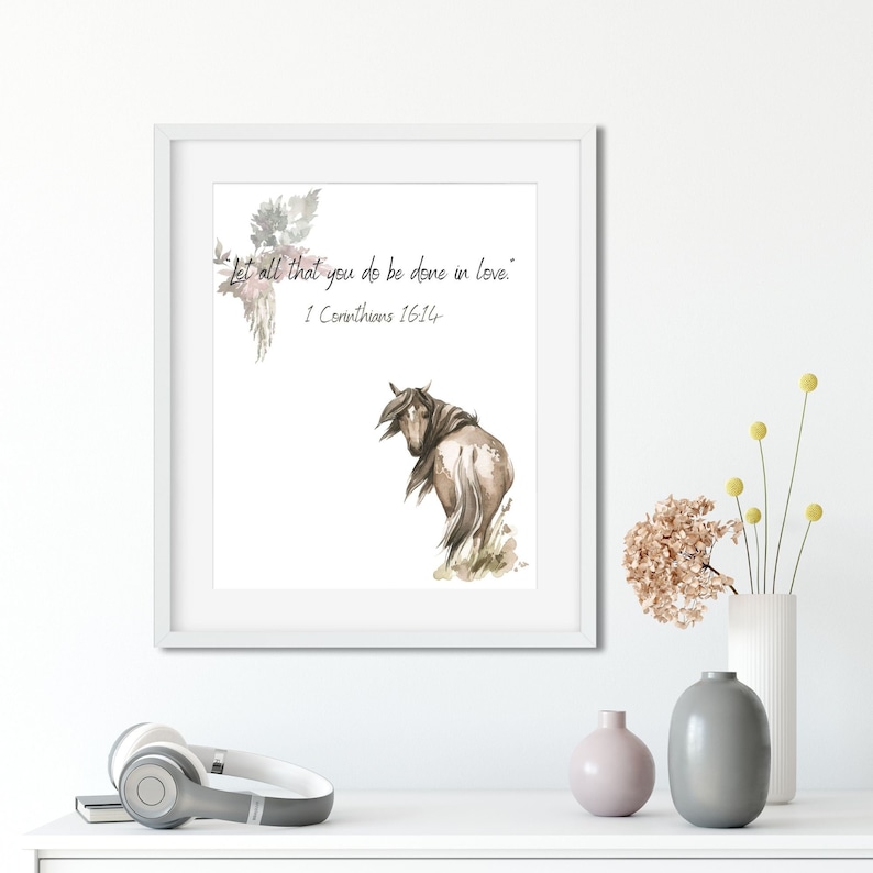 Horse Scripture Printable Bible Verse Digital Download Horse Watercolor ...