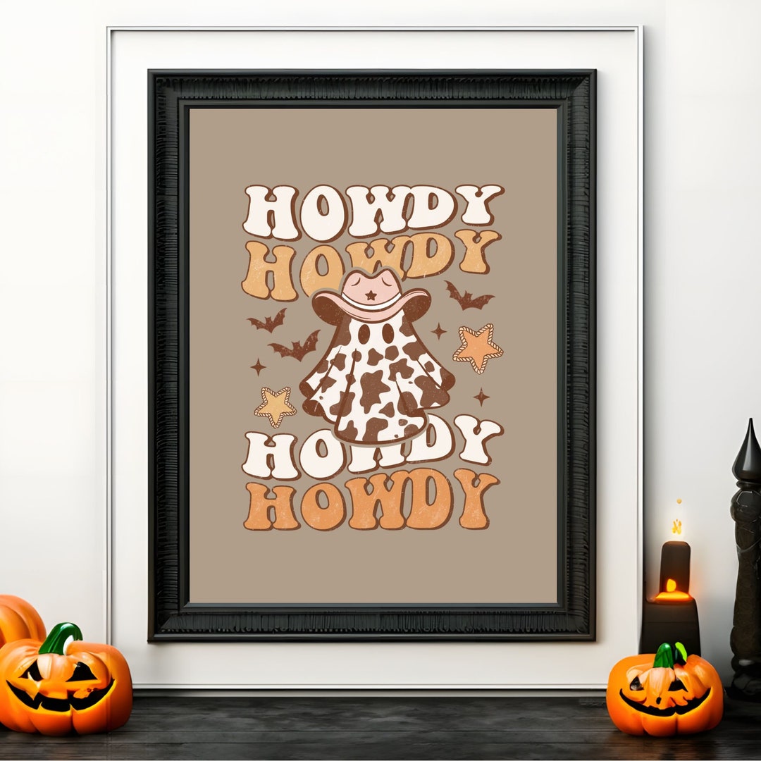 Howdy Ghost Western Halloween Printable Wall Art Retro - Etsy