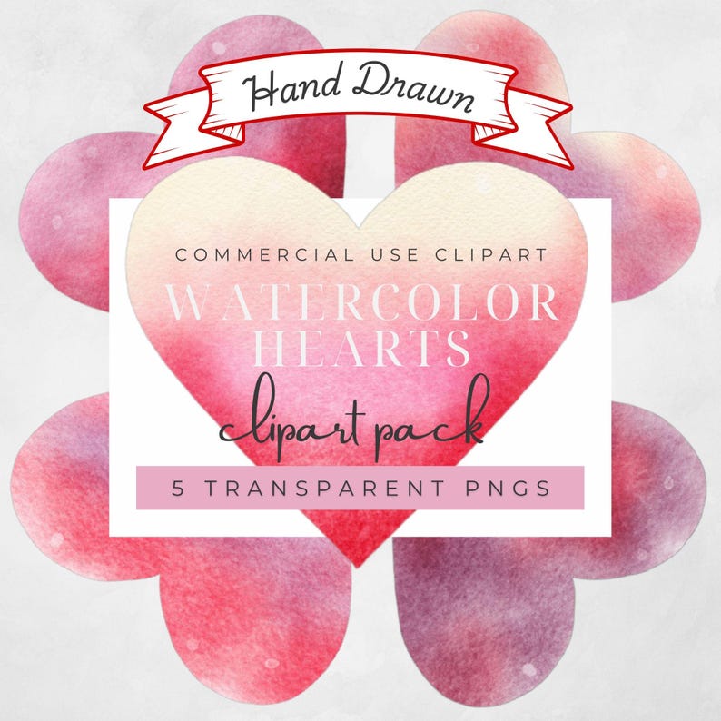 Red Watercolor Heart PNG Clipart Hand Drawn Heart Collection Valentine ...