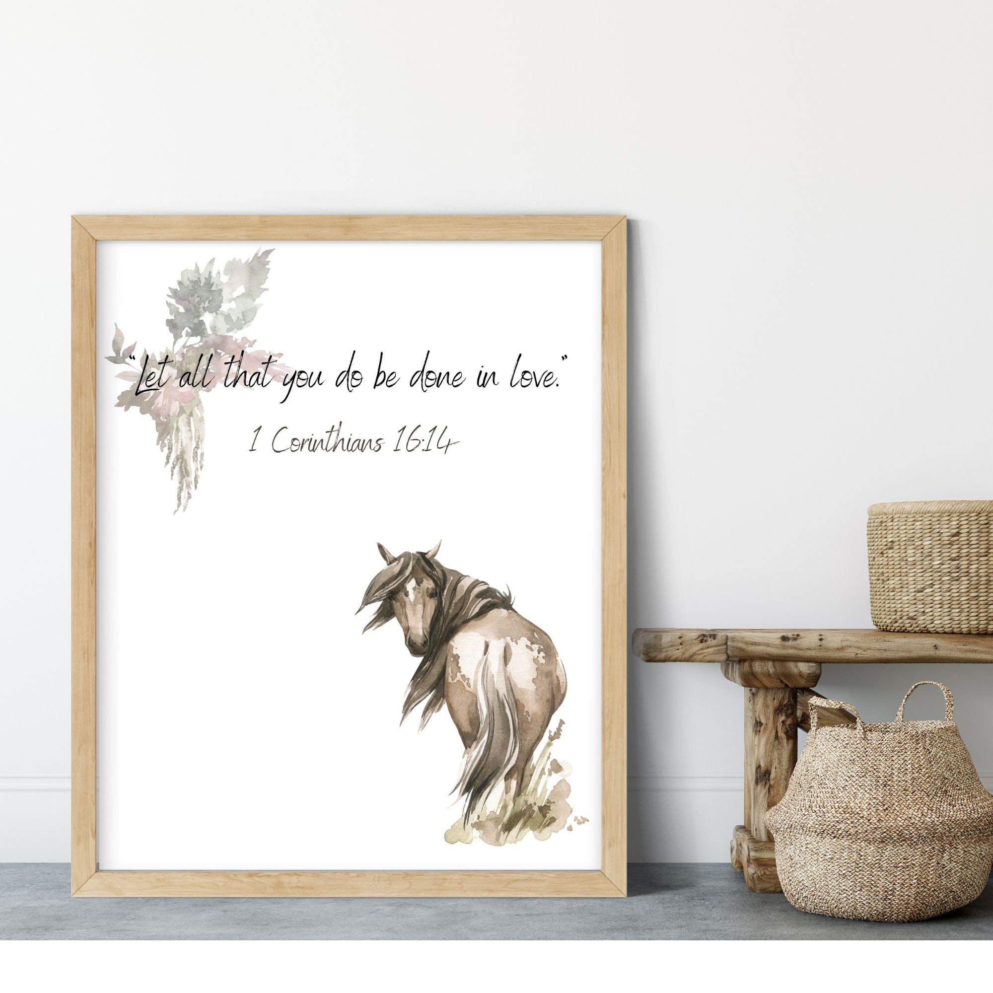Horse Scripture Printable Bible Verse Digital Download Horse Watercolor ...