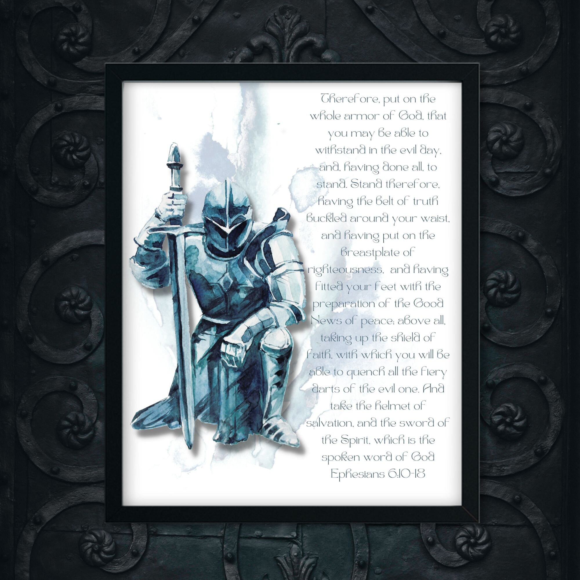Knight Watercolor Bible Verse Digital Download| for Your Christian Home ...