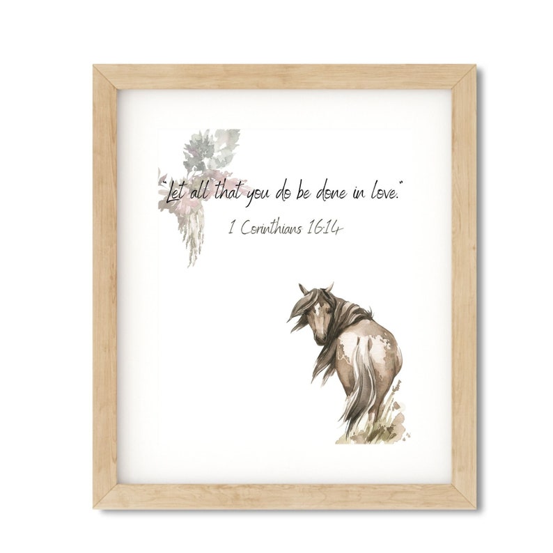 Horse Scripture Printable Bible Verse Digital Download Horse Watercolor ...
