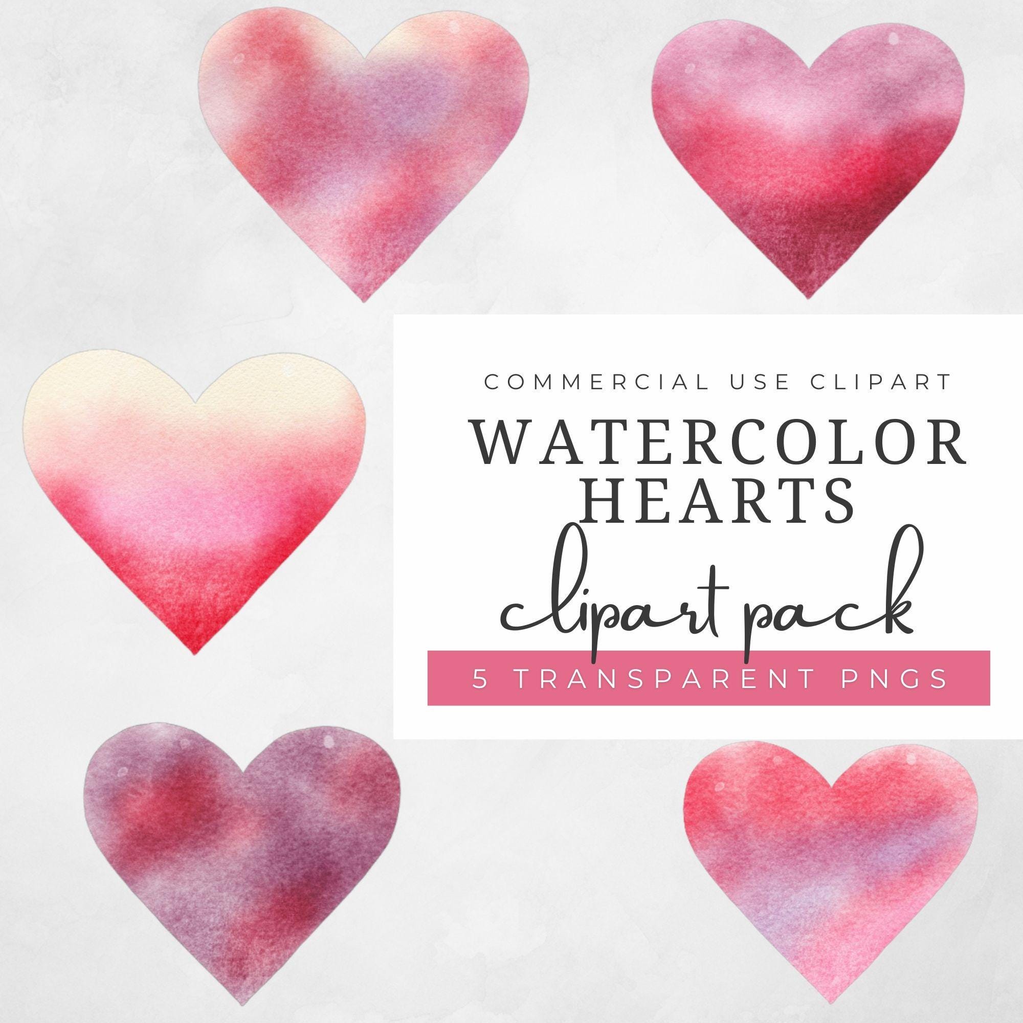Red Watercolor Heart PNG Clipart Hand Drawn Heart Collection Valentine ...