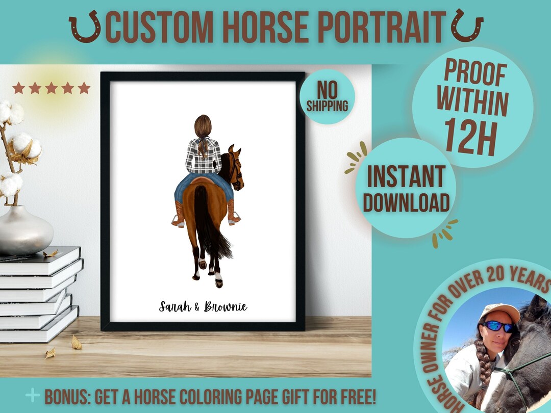 Custom Horse and Rider Print Custom Gift for Horse Lovers - Etsy