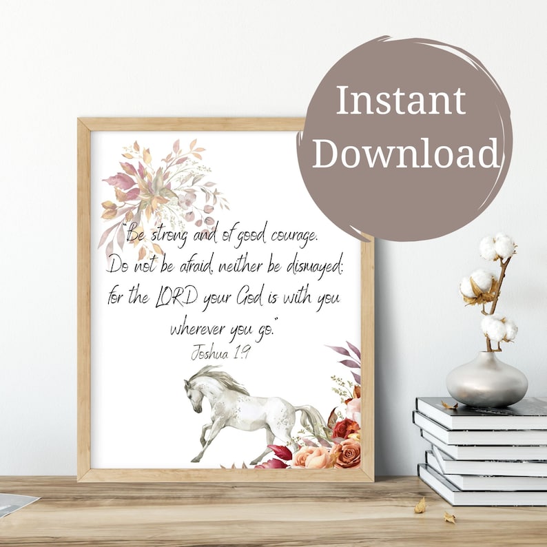 Horse Bible Verse Digital Download Horse Watercolor Fall Decor ...
