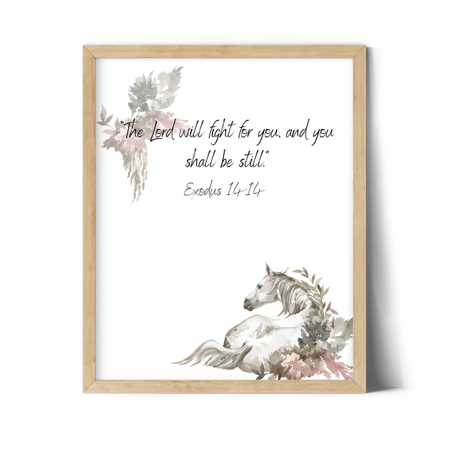 Horse Bible Verse Digital Download Watercolor Horse Christian Wall Art ...