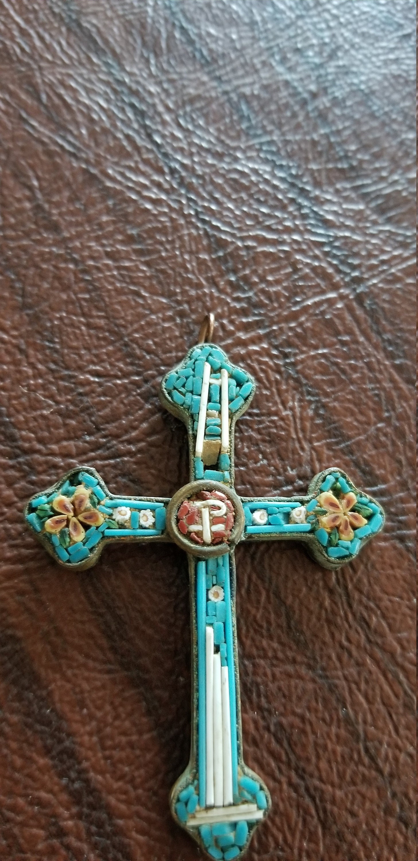 Beautiful Vintage Micro Mosaic Cross Pendant Blue Glass | Etsy