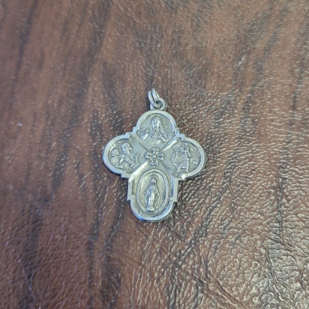 Vintage Sterling Silver 4 Way Cross Medal, Multi Saint Cross With ...