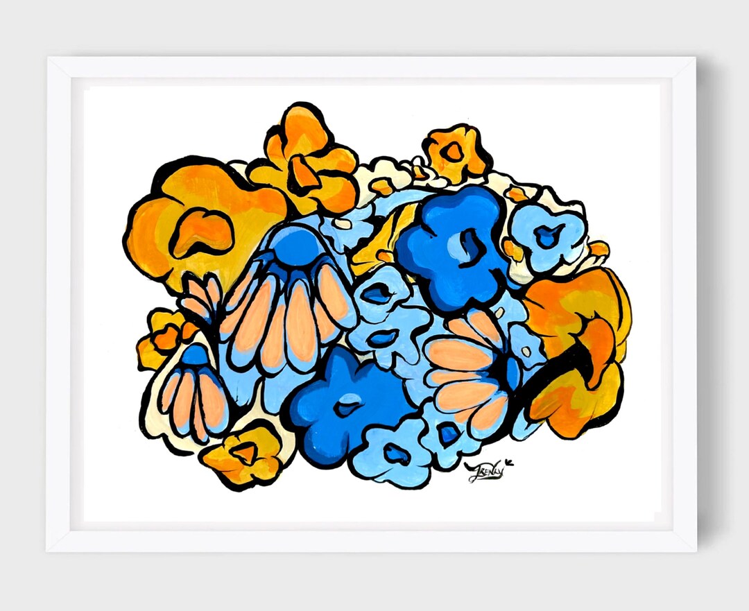 Electric Flowers Art Print - Etsy