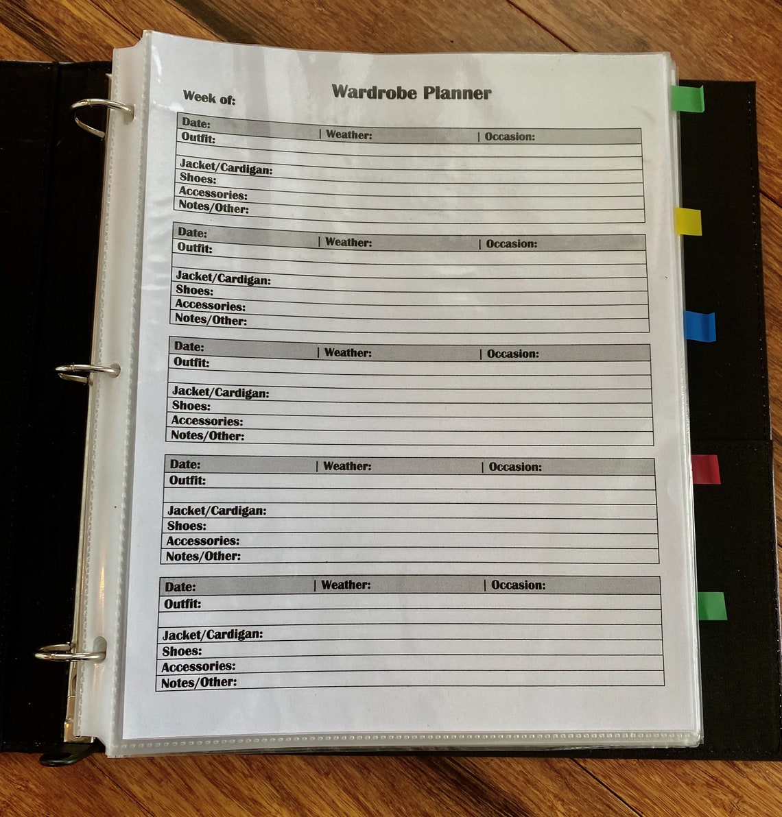 Weekly Wardrobe and Outfit Planner Template *printable* - Etsy