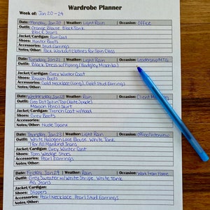 Weekly Wardrobe and Outfit Planner Template *printable* - Etsy