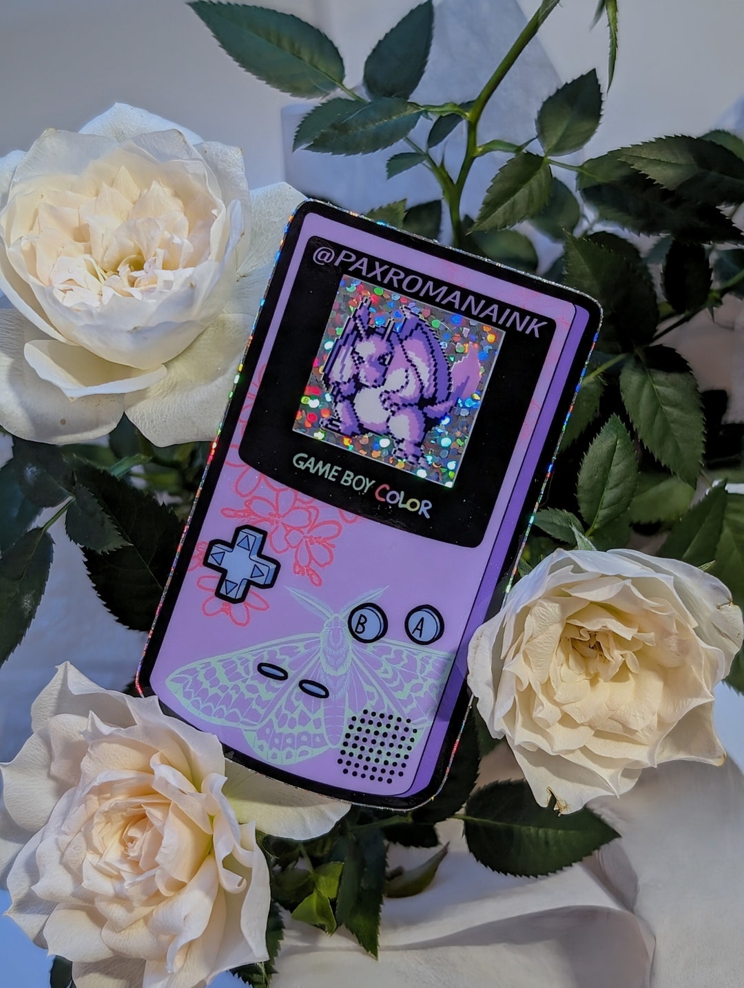 8-bit Charizard Purple Game Boy Color Three Inch Holo Glitter Sticker ...