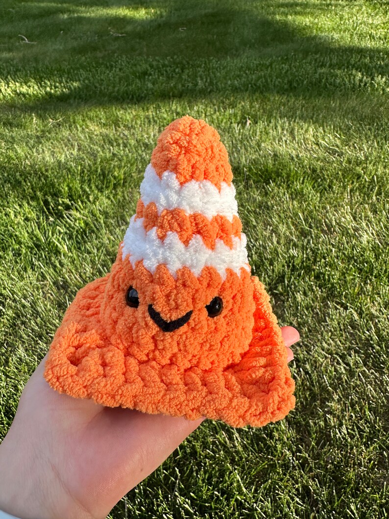 Traffic Cone Crochet Plushie Handmade With Plush Yarn Stuffed Animal - Etsy