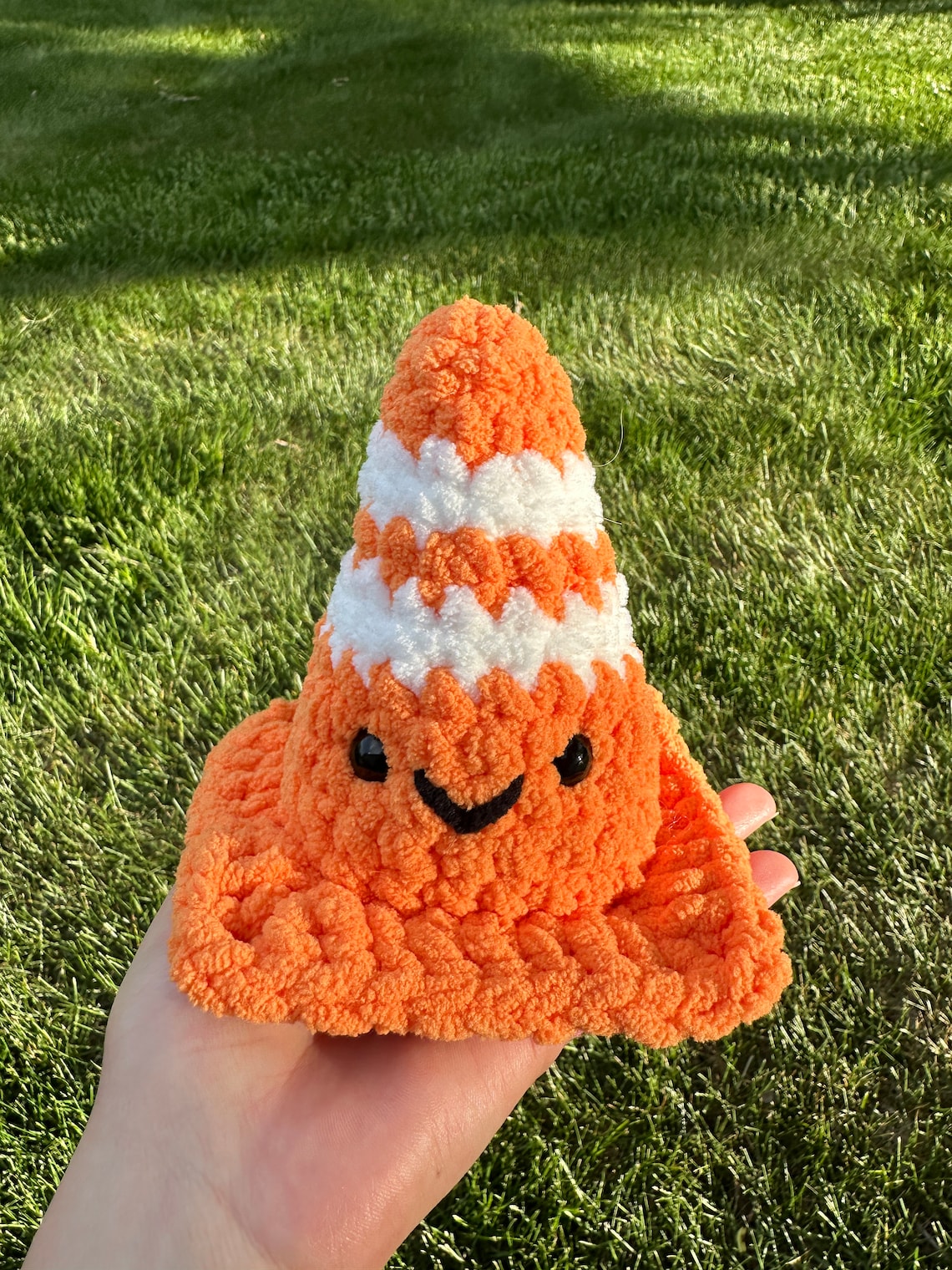 Traffic Cone Crochet Plushie Handmade With Plush Yarn Stuffed Animal - Etsy