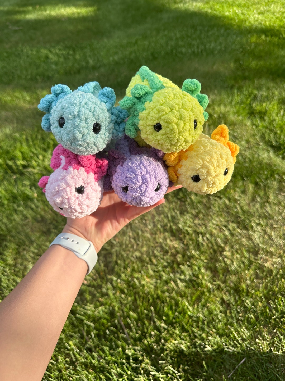Crochet Axolotl Plush Handmade Stuffed Animal Soft Yarn - Etsy