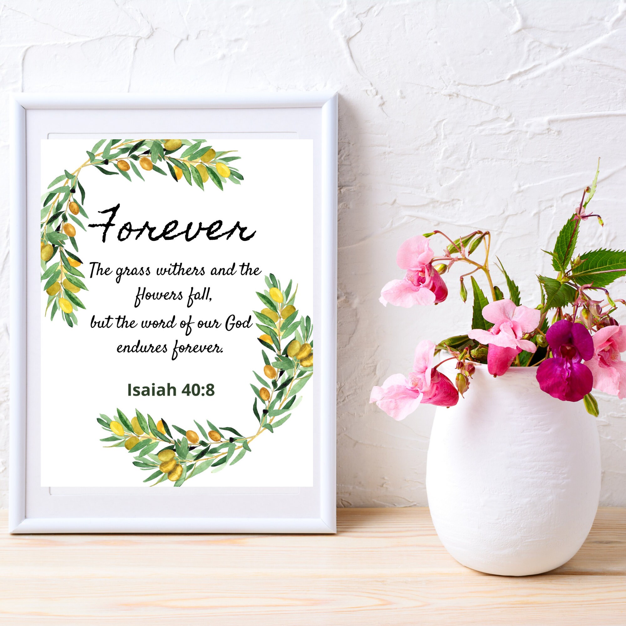 Printable Bible Verse, Isaiah 40:8 Wall Art, 8x10 Christian Digital ...