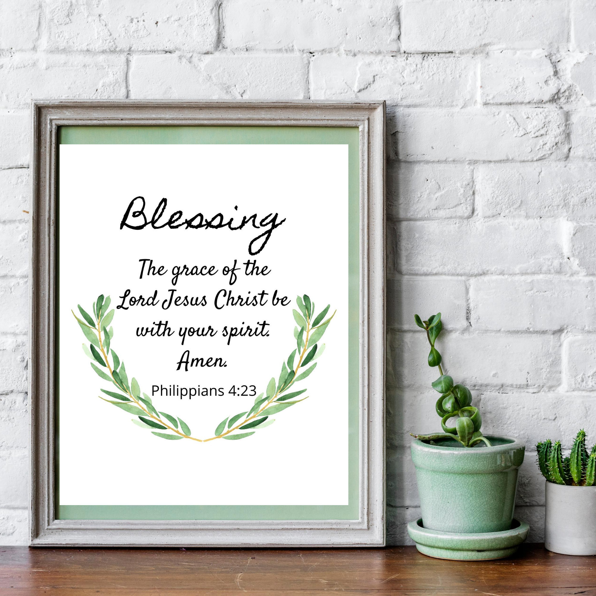 Philippians 4:23 Printable Wall Art With Olive Branch , 8x10 Christian ...