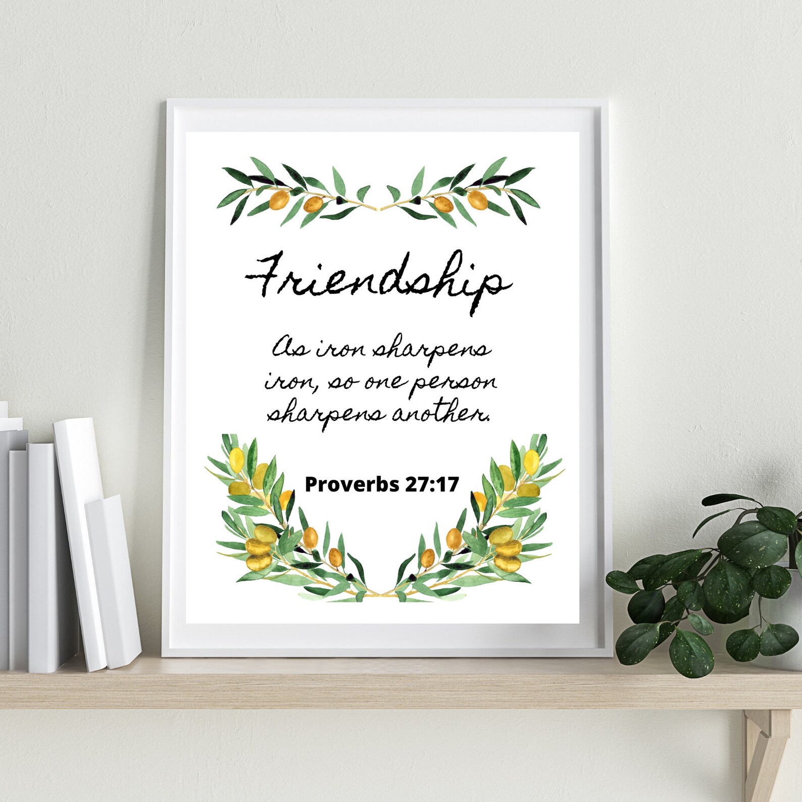 Proverbs 27:17 Printable Wall Art With Olive Branch, 8x10 Christian ...