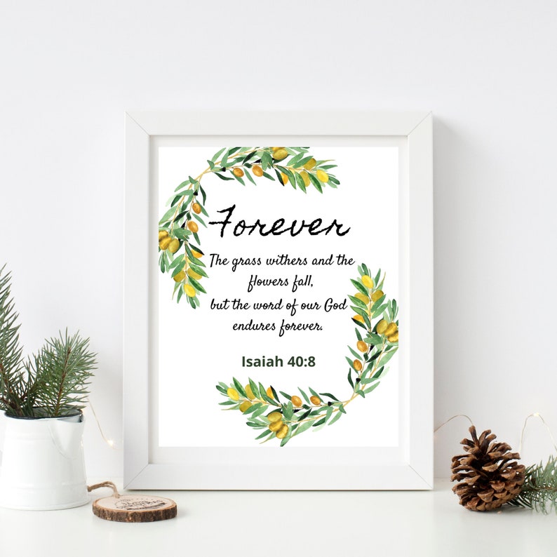 Printable Bible Verse, Isaiah 40:8 Wall Art, 8x10 Christian Digital ...