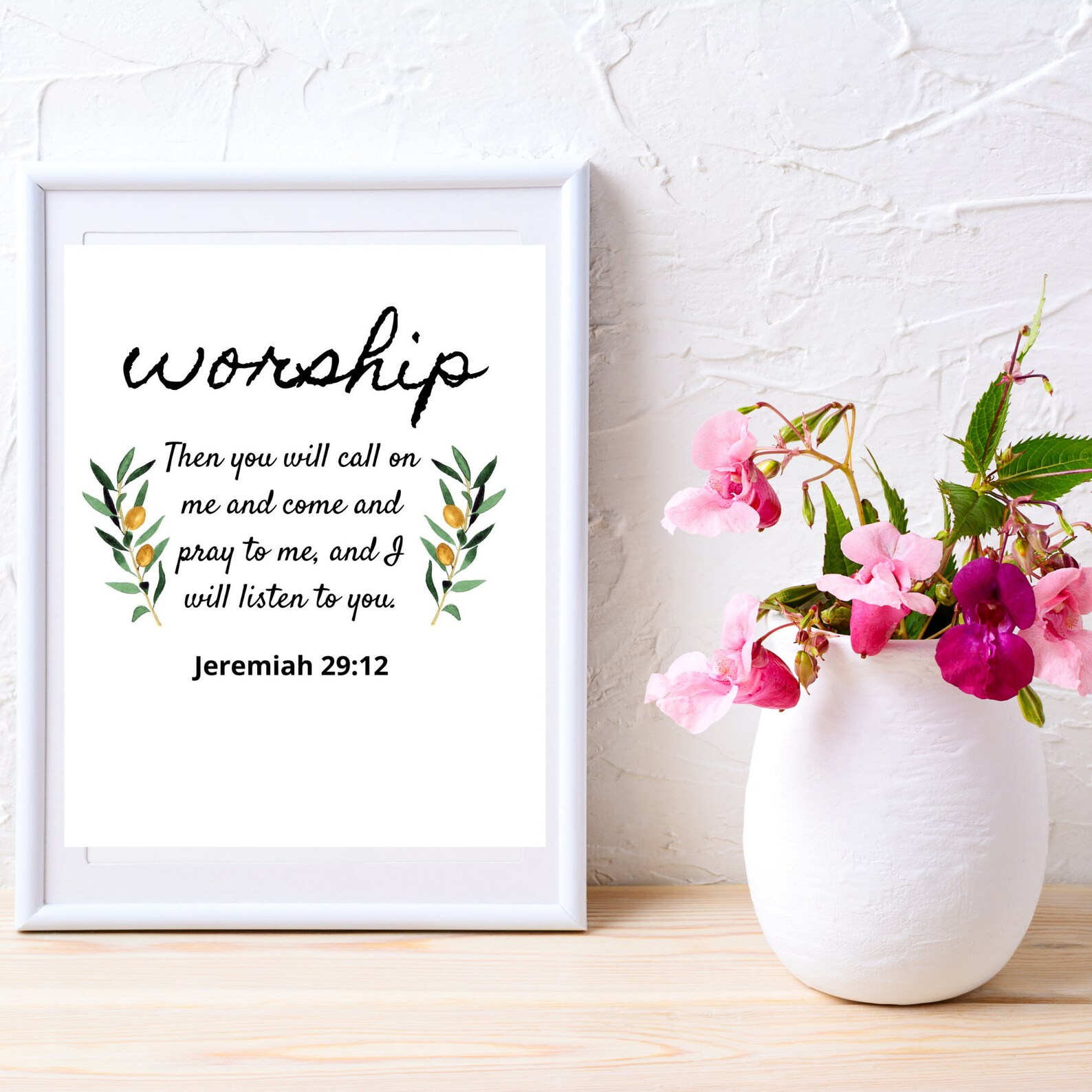 Jeremiah 29:12 Printable Wall Art With Olive Branch , 8x10 Christian ...