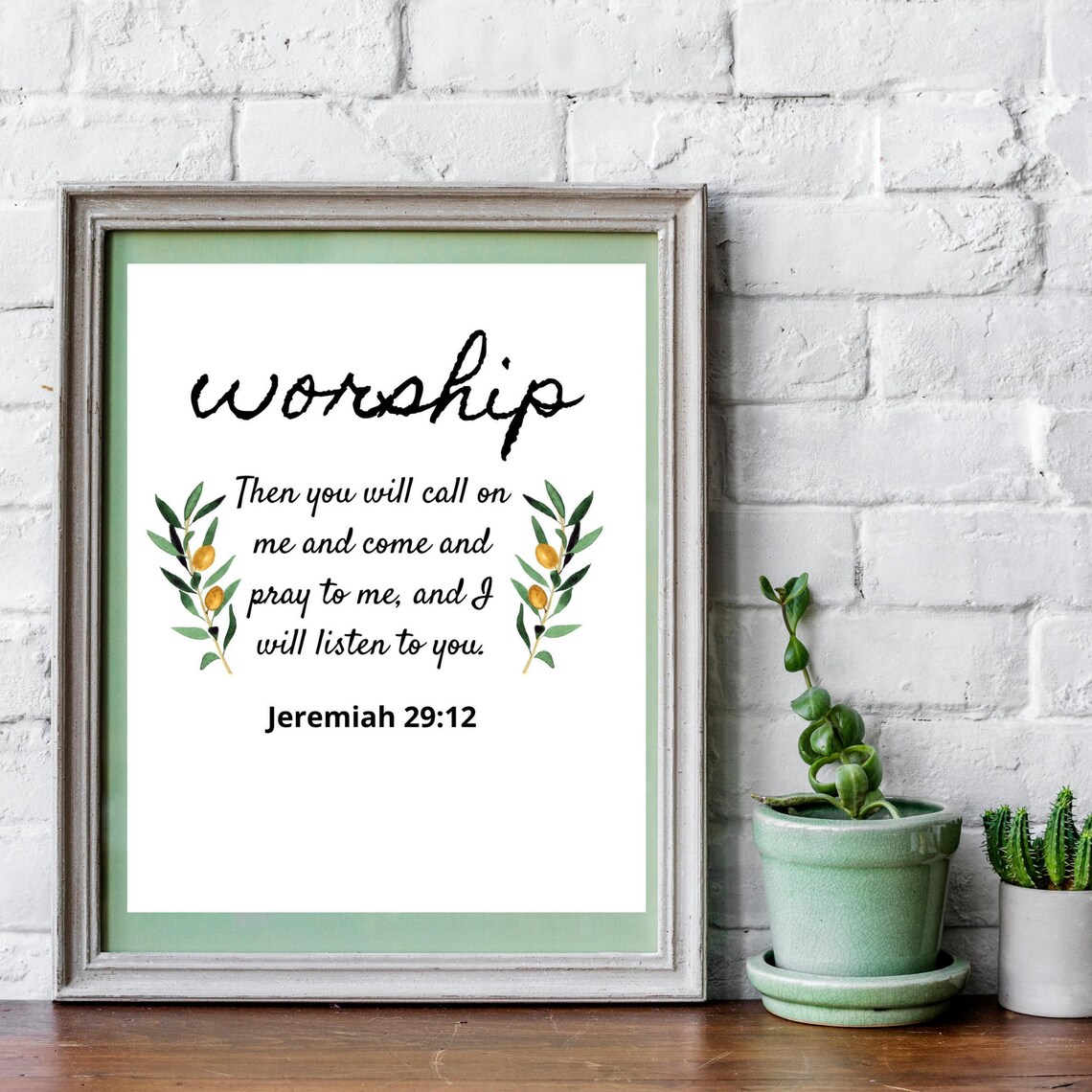 Jeremiah 29:12 Printable Wall Art With Olive Branch , 8x10 Christian ...