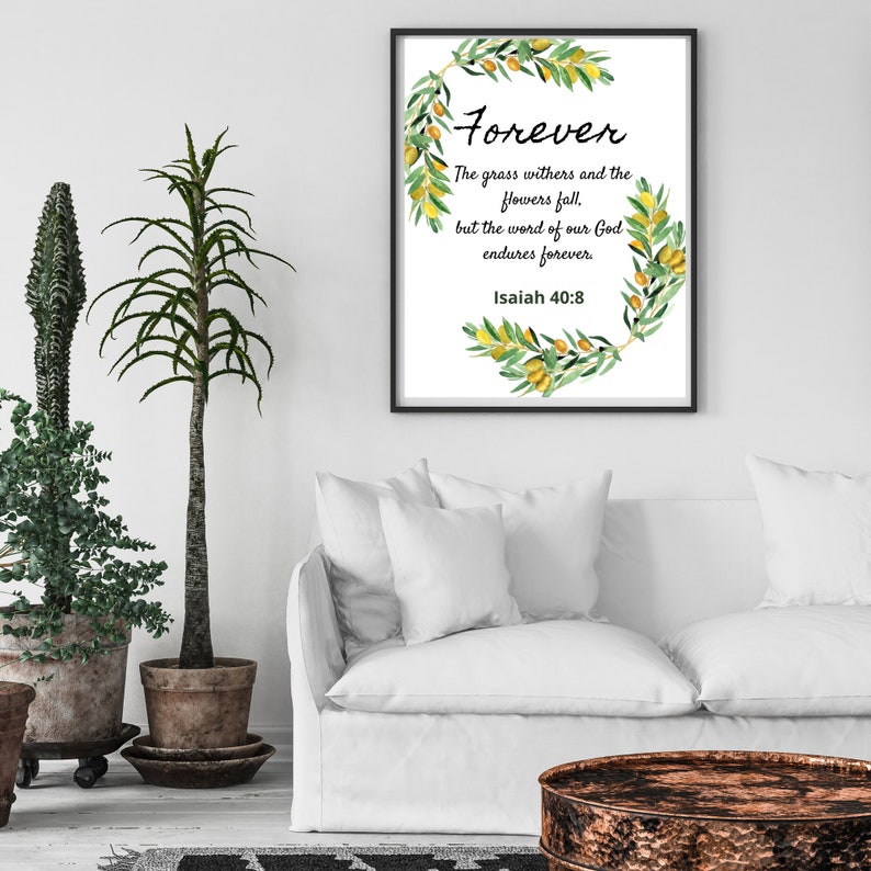 Printable Bible Verse, Isaiah 40:8 Wall Art, 8x10 Christian Digital ...