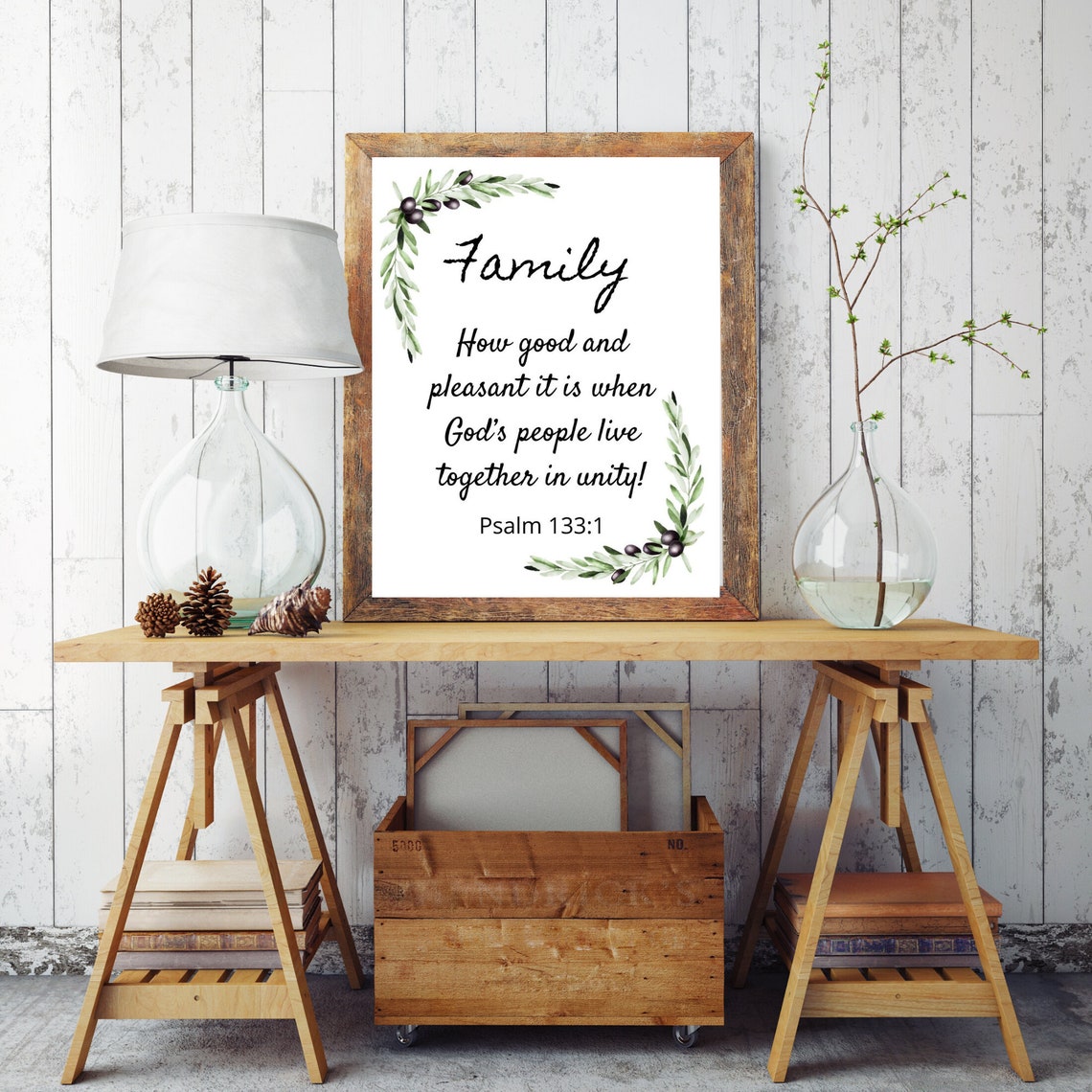 Psalm 133:1 Printable Wall Art With Olive Branch , 8x10 Christian Bible ...
