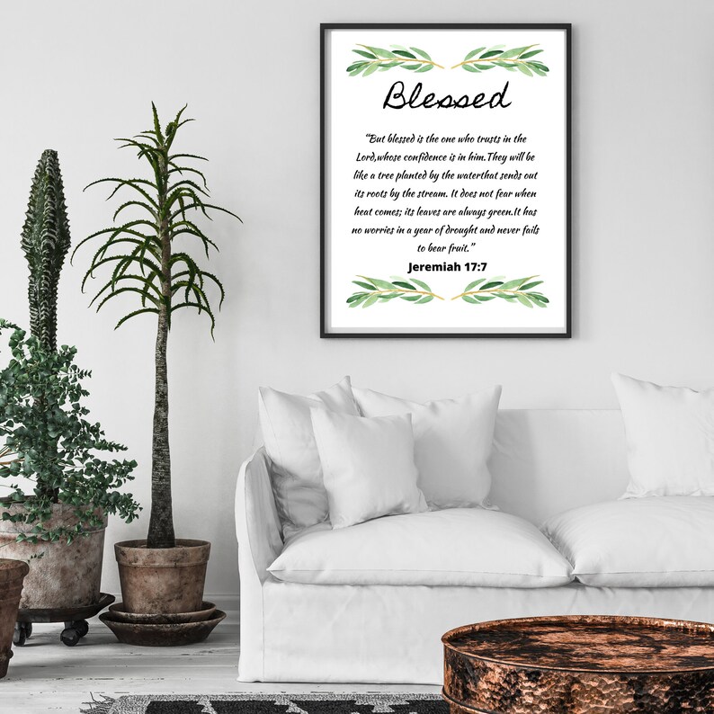 Jeremiah 17:7 Printable Wall Art With Olive Branch,8x10 Christian Bible ...