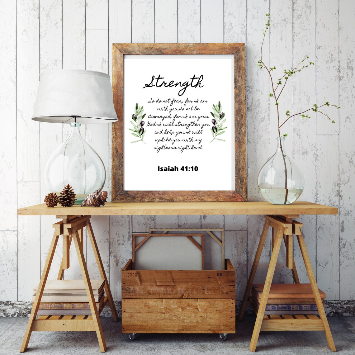 Isaiah 41:10 Printable Wall Art With Olive Branch, 8x10 Christian Bible ...