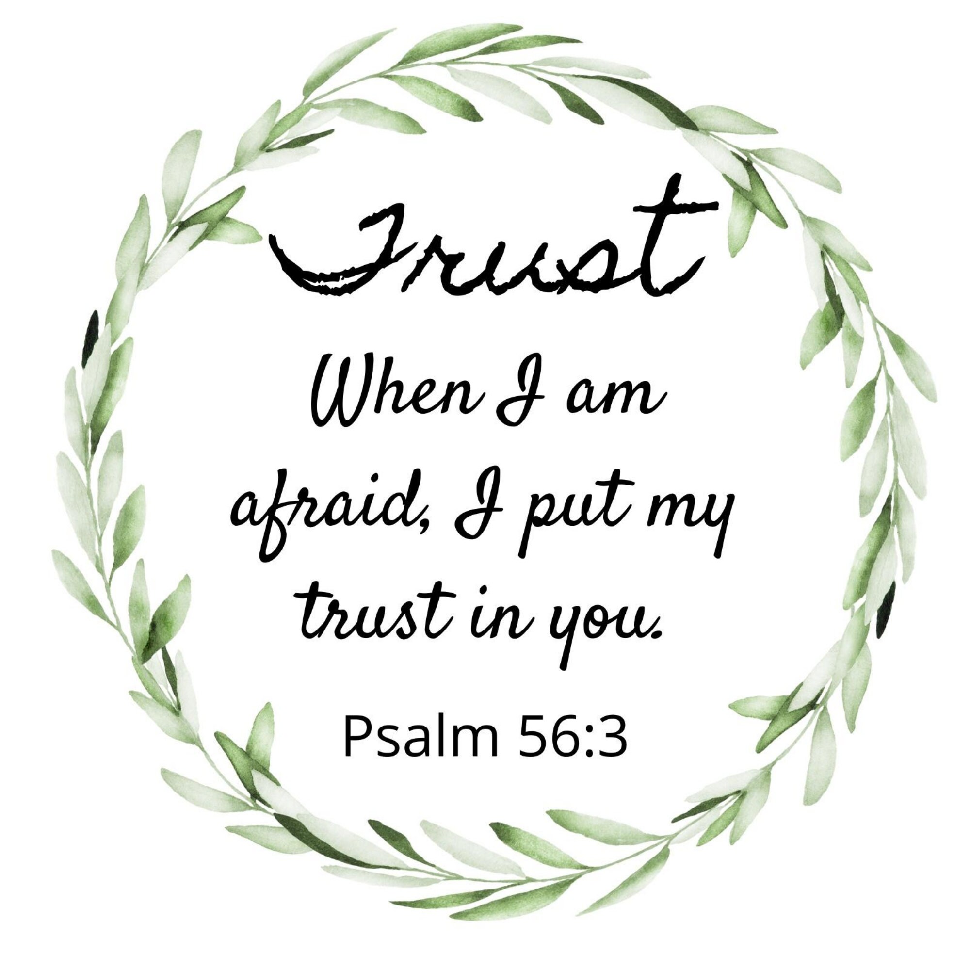 Psalm 56:3 Printable Wall Art With Olive Branch , 8x10 Christian Bible ...