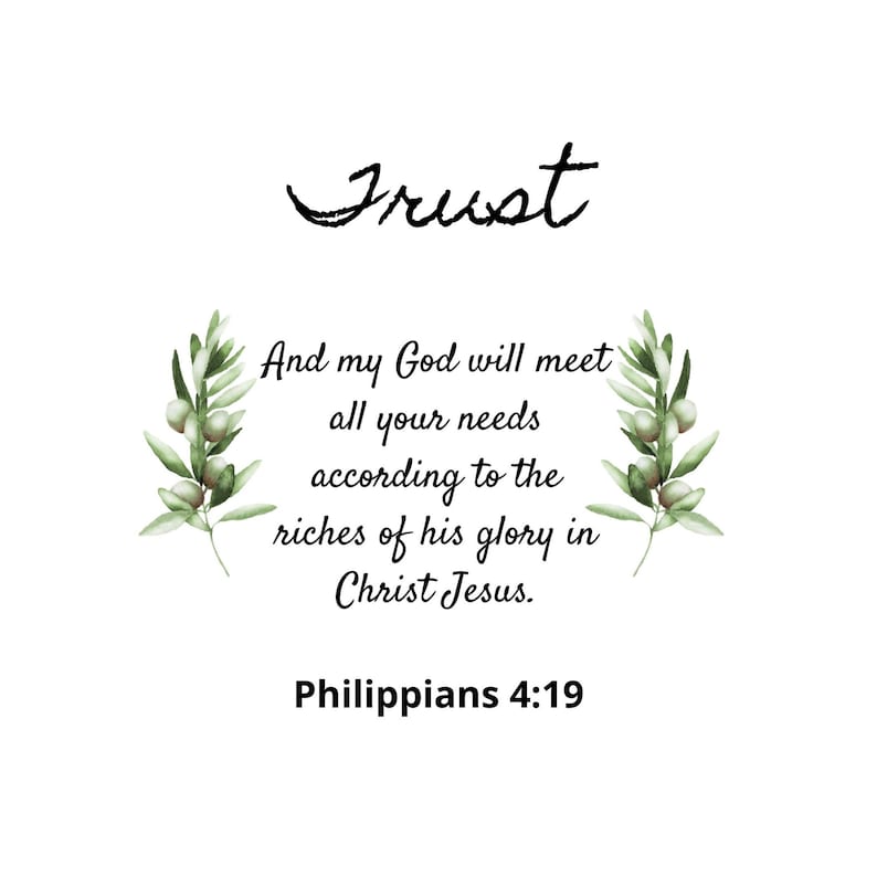 Philippians 4:19 Printable Wall Art With Olive Branch , 8x10 Christian ...