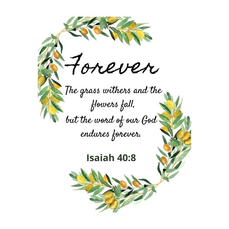 Printable Bible Verse, Isaiah 40:8 Wall Art, 8x10 Christian Digital ...