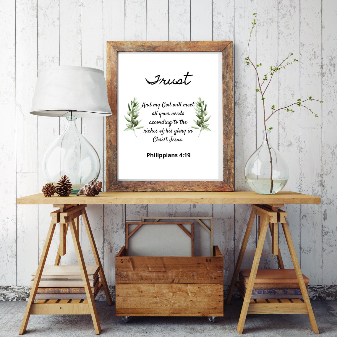 Philippians 4:19 Printable Wall Art With Olive Branch , 8x10 Christian ...
