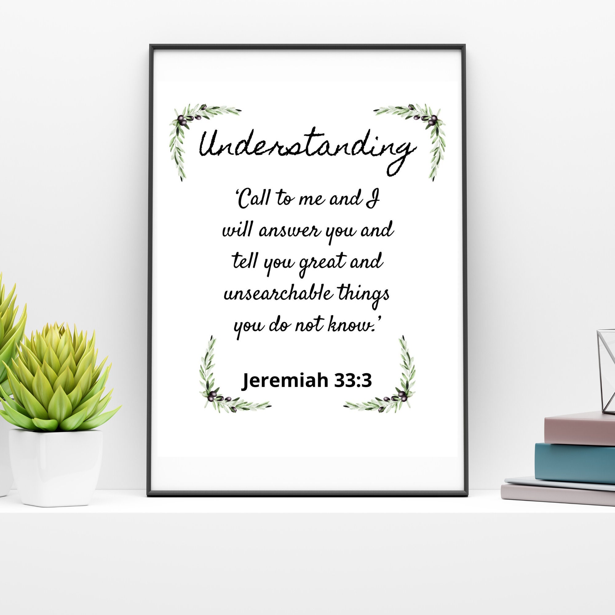 Jeremiah 33:3 Printable Wall Art With Olive Branch , 8x10 Christian ...