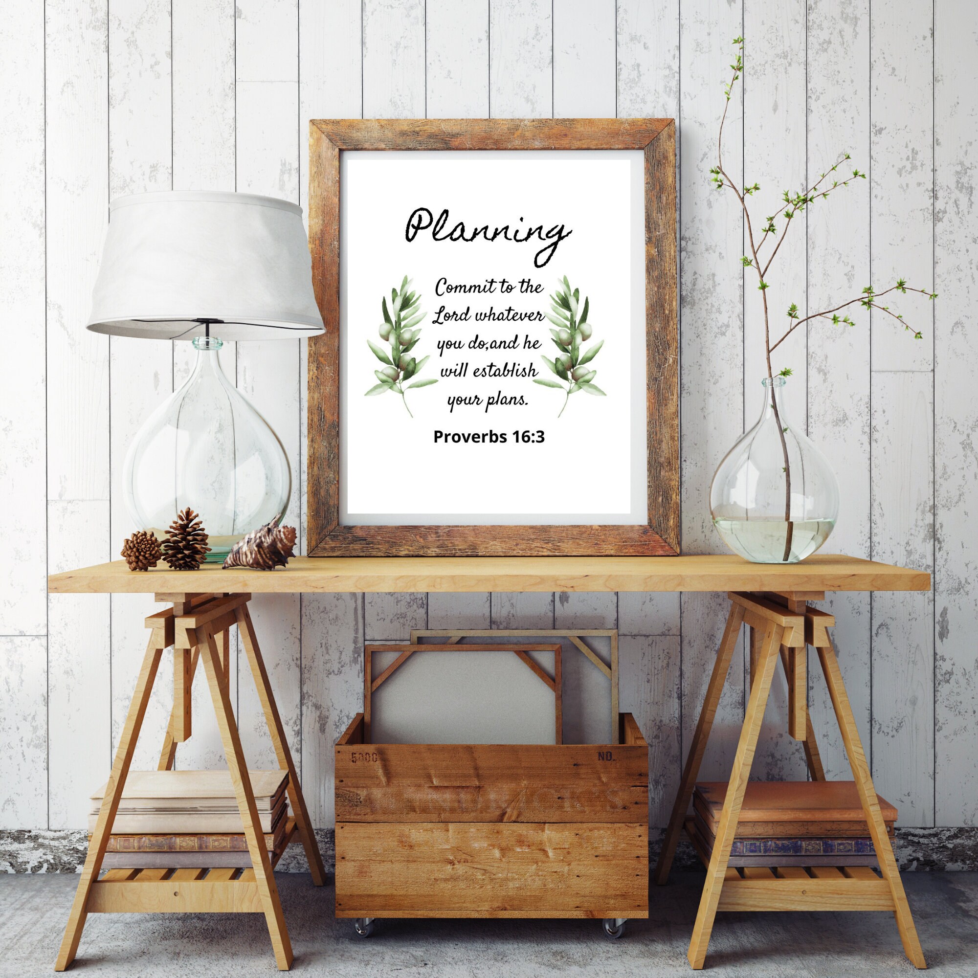 Proverbs 16:3 Printable Wall Art With Olive Branch , 8x10 Christian ...