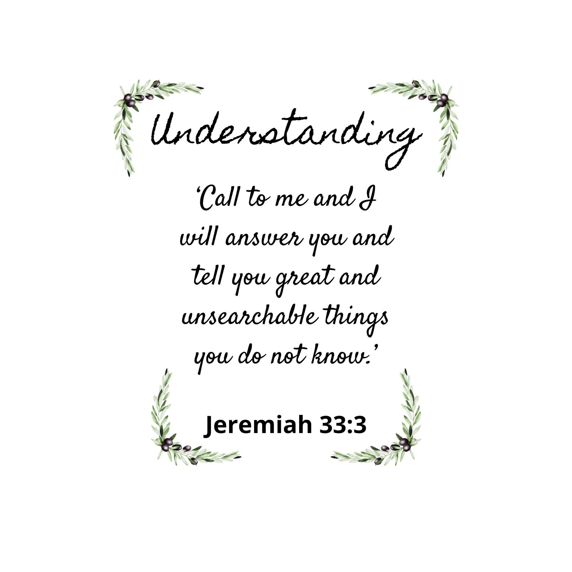 Jeremiah 33:3 Printable Wall Art With Olive Branch , 8x10 Christian ...