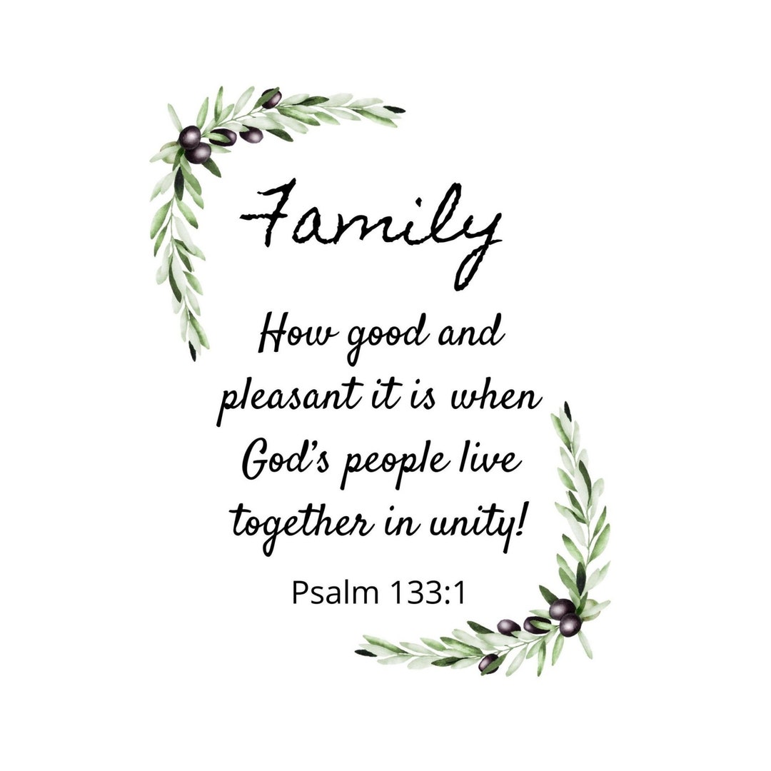 Psalm 133:1 Printable Wall Art With Olive Branch , 8x10 Christian Bible ...